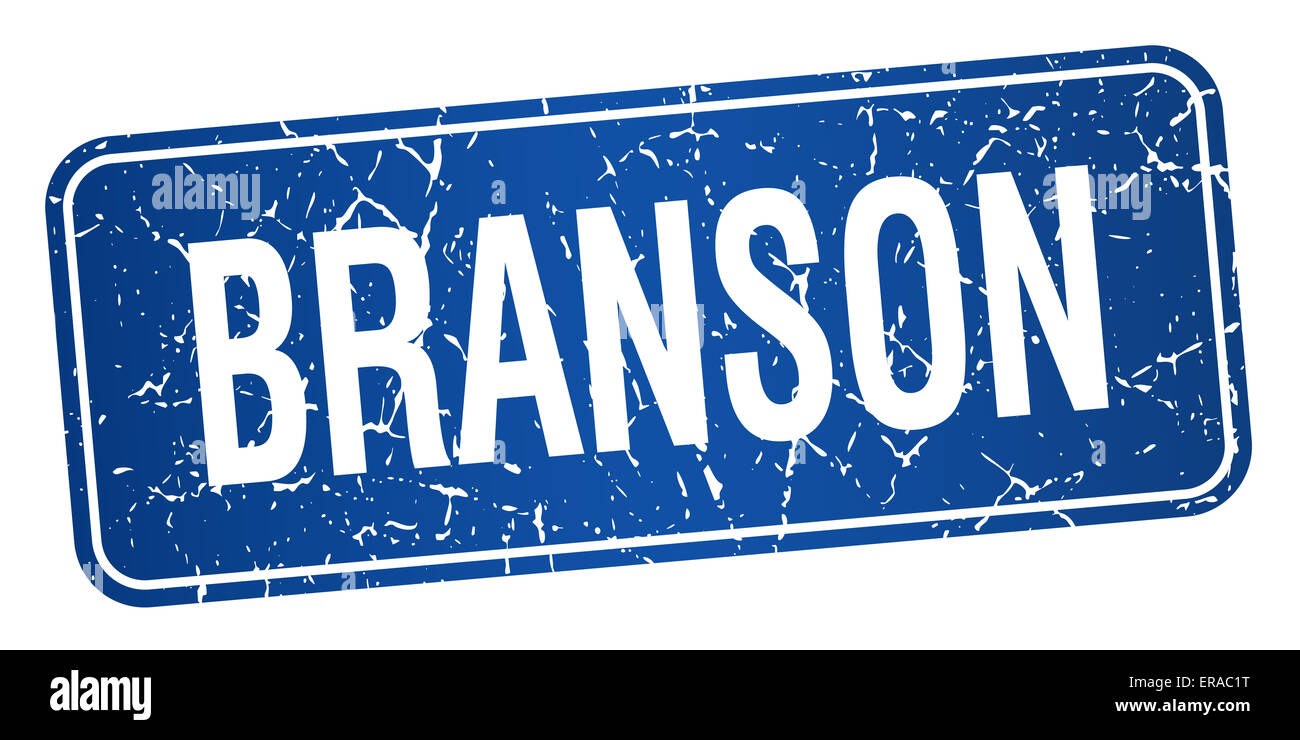 Branson blue stamp isolated on white background Stock Photo - Alamy