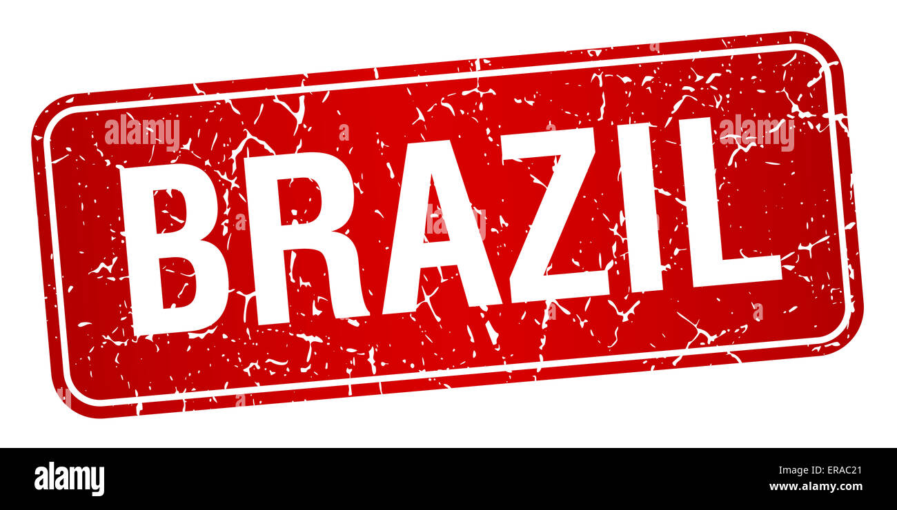 Brazil red stamp isolated on white background Stock Photo - Alamy