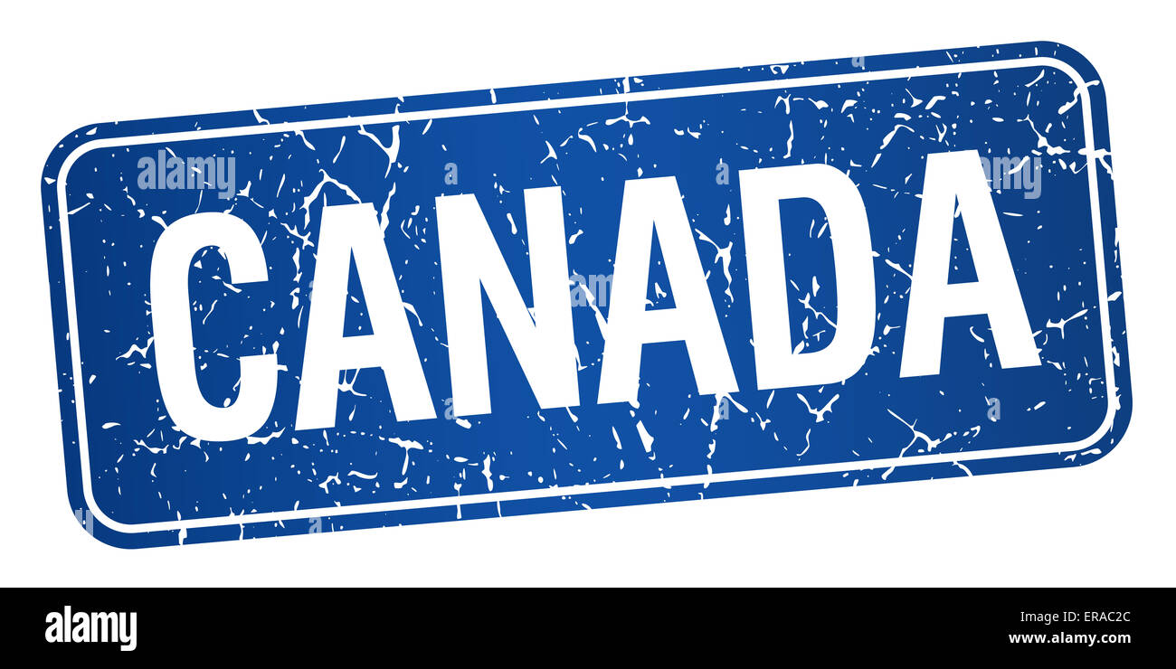 Canada blue stamp isolated on white background Stock Photo - Alamy