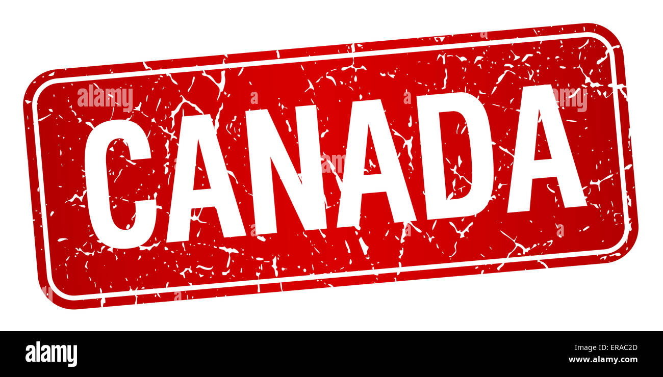 Canada red stamp isolated on white background Stock Photo - Alamy