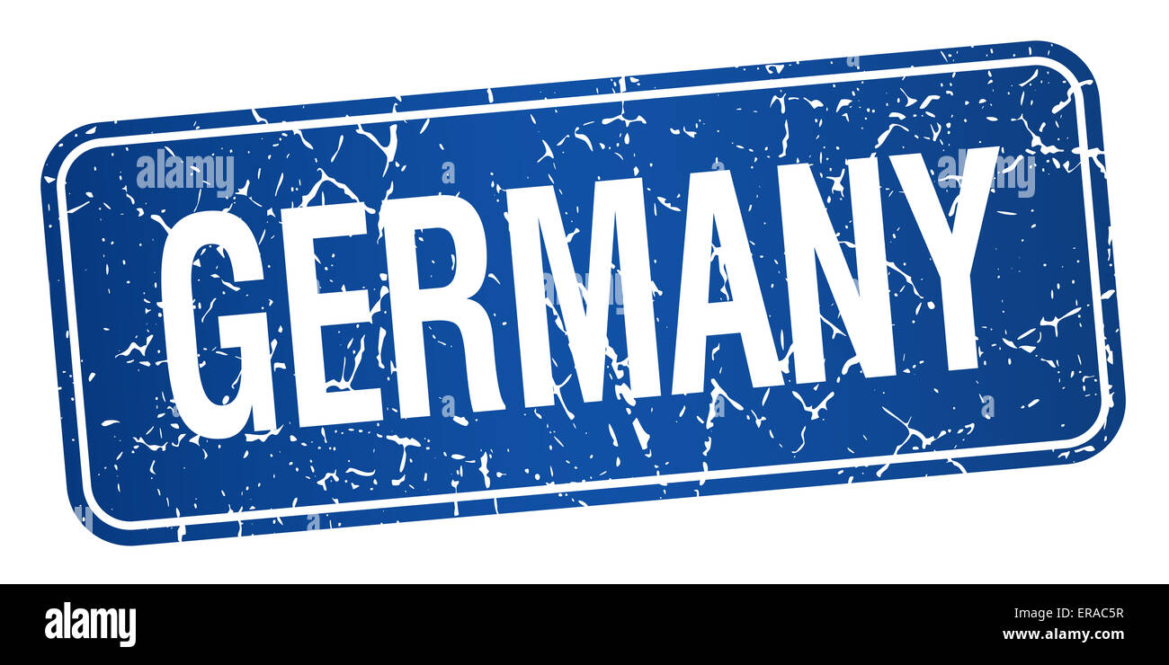 Germany blue stamp isolated on white background Stock Photo - Alamy