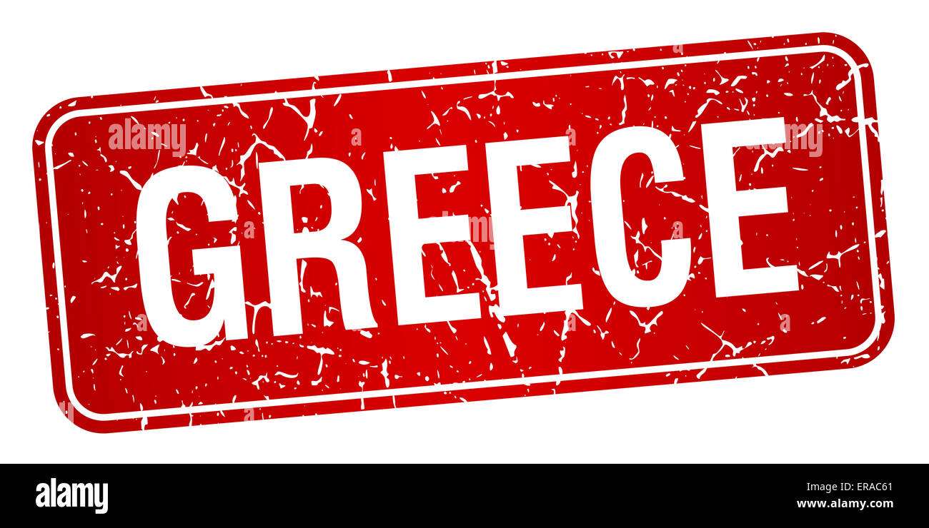 Greece red stamp isolated on white background Stock Photo - Alamy