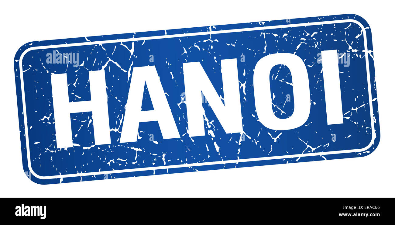 Hanoi blue stamp isolated on white background Stock Photo - Alamy