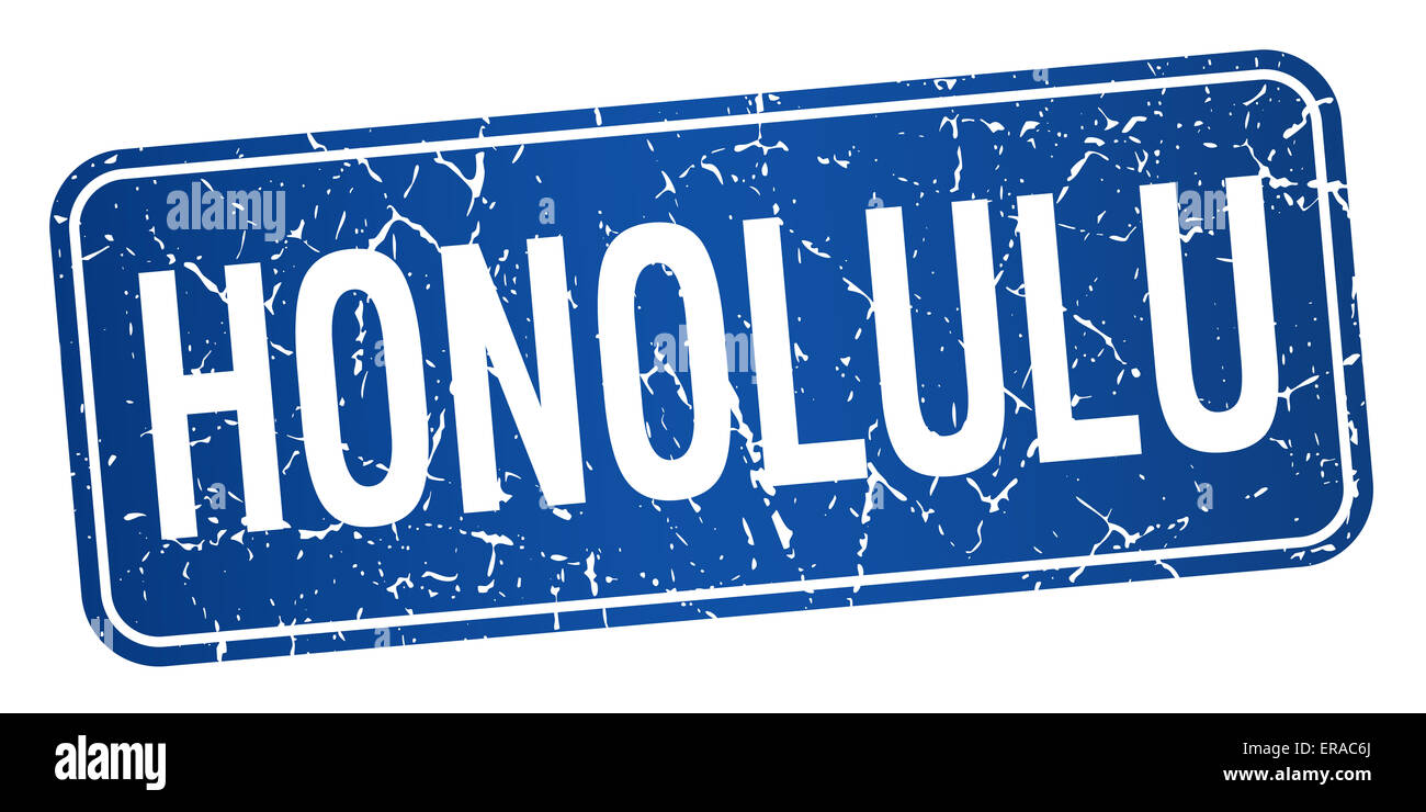 Honolulu blue stamp isolated on white background Stock Photo - Alamy