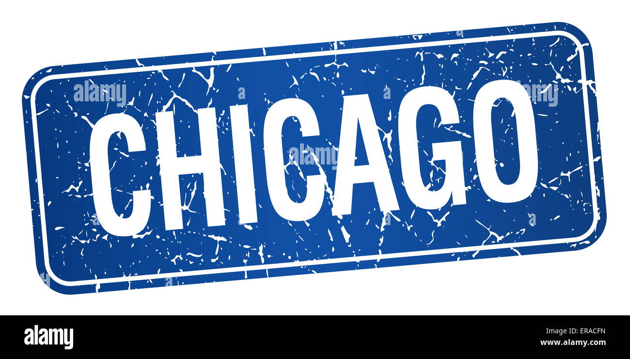 Chicago blue stamp isolated on white background Stock Photo - Alamy