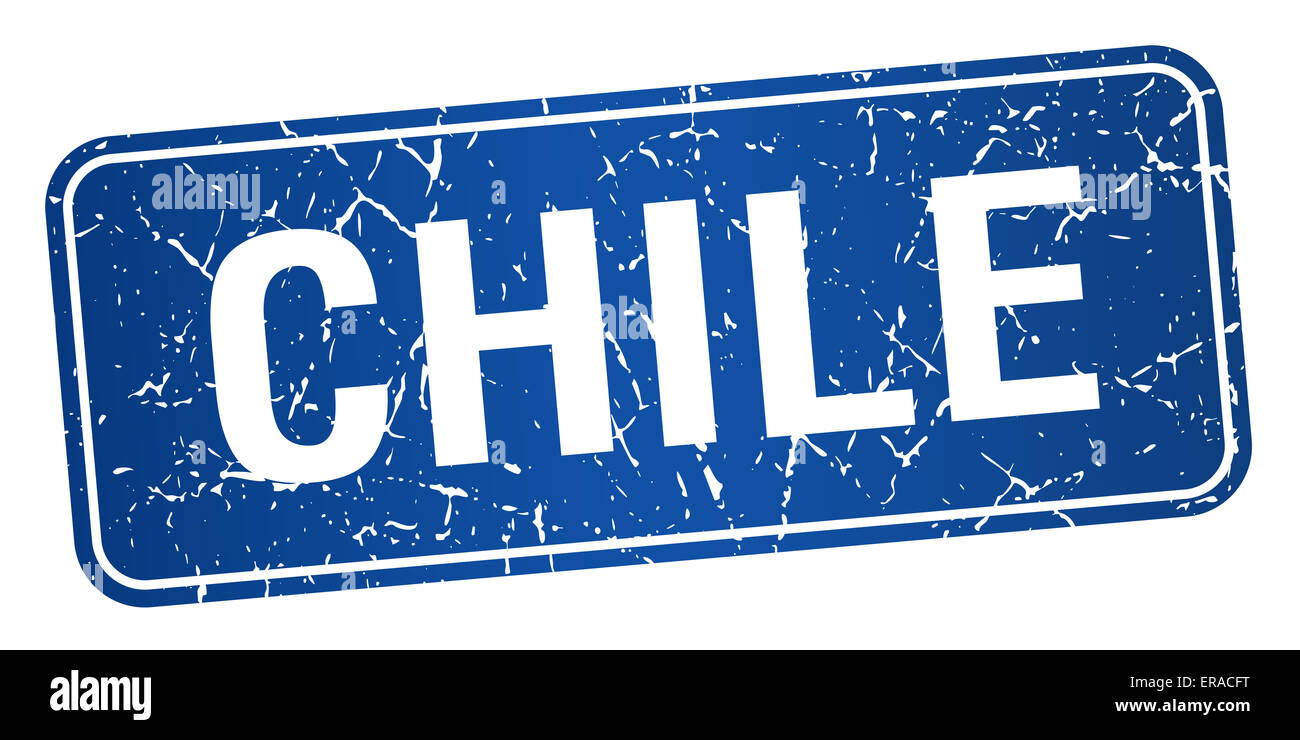 Chile blue stamp isolated on white background Stock Photo - Alamy