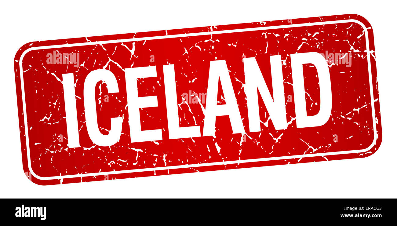 Iceland red stamp isolated on white background Stock Photo - Alamy