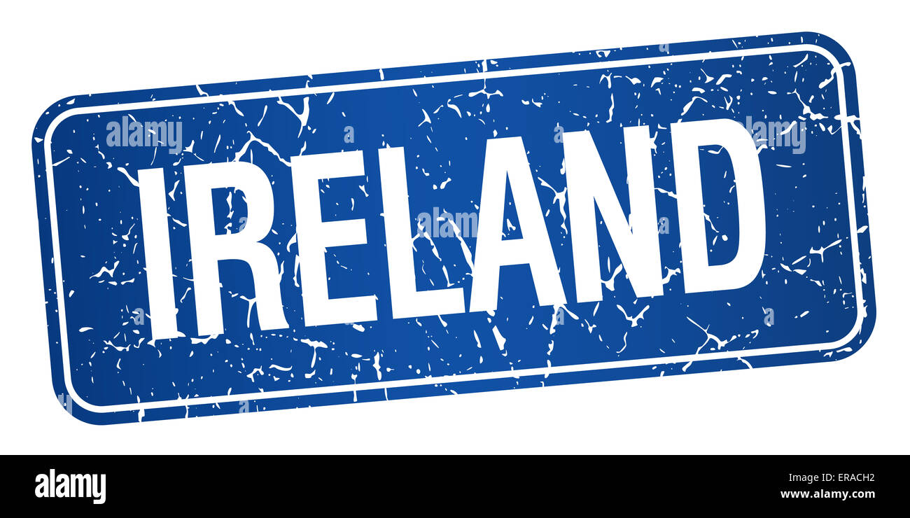 Ireland blue stamp isolated on white background Stock Photo - Alamy
