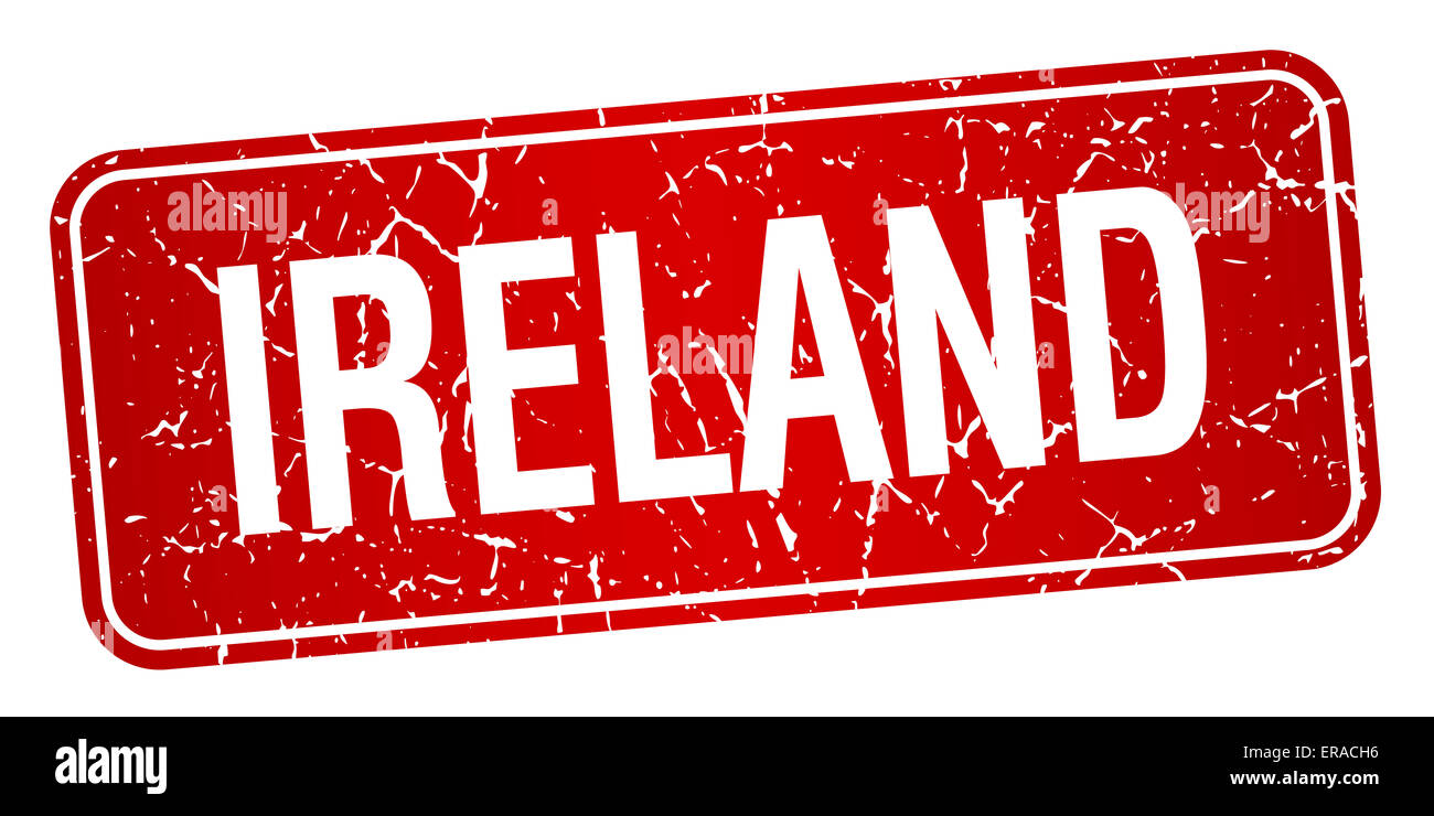 Ireland red stamp isolated on white background Stock Photo - Alamy
