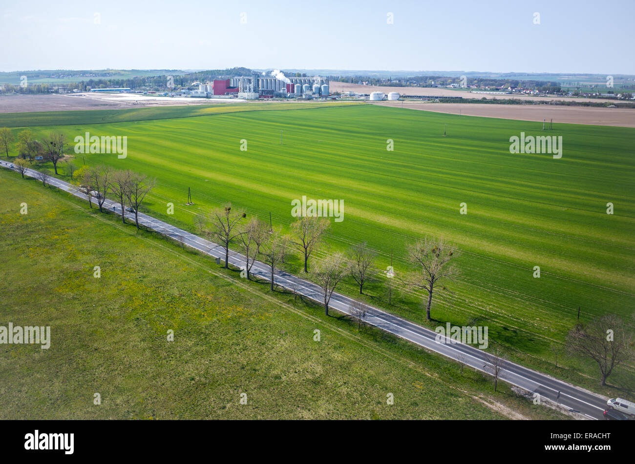 Aerial view of the modern biogas factory Stock Photo - Alamy