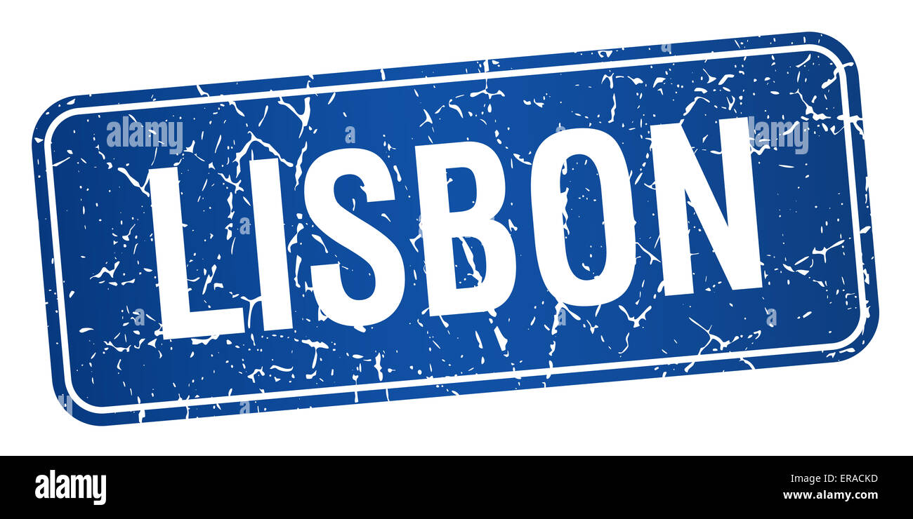 Lisbon blue stamp isolated on white background Stock Photo - Alamy