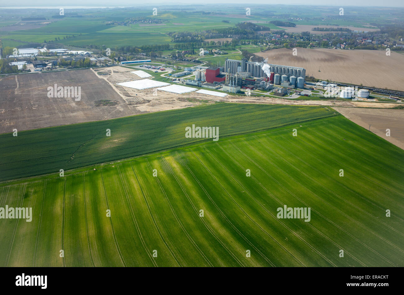 Aerial view of the modern biogas factory Stock Photo - Alamy