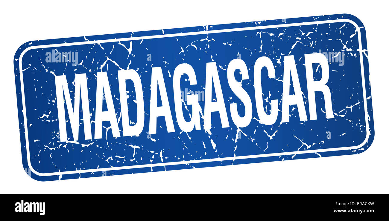 Madagascar blue stamp isolated on white background Stock Photo - Alamy