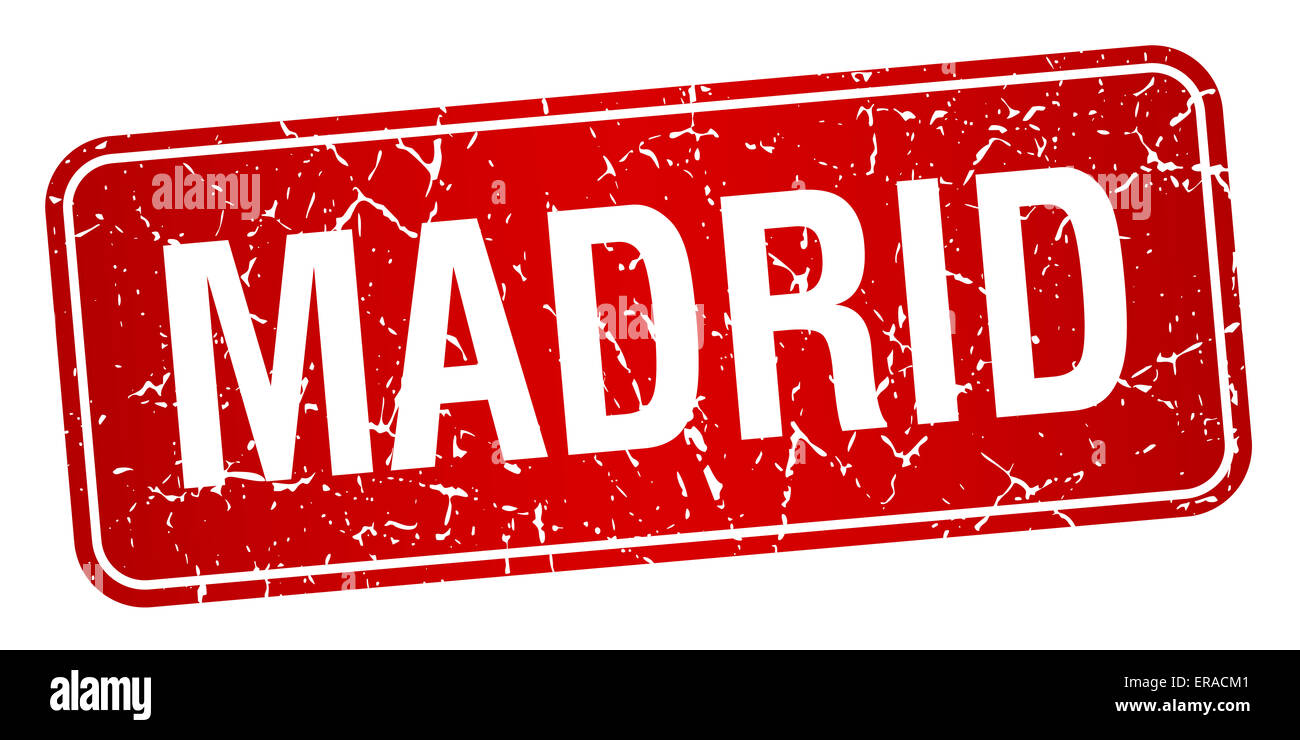 Madrid red stamp isolated on white background Stock Photo - Alamy