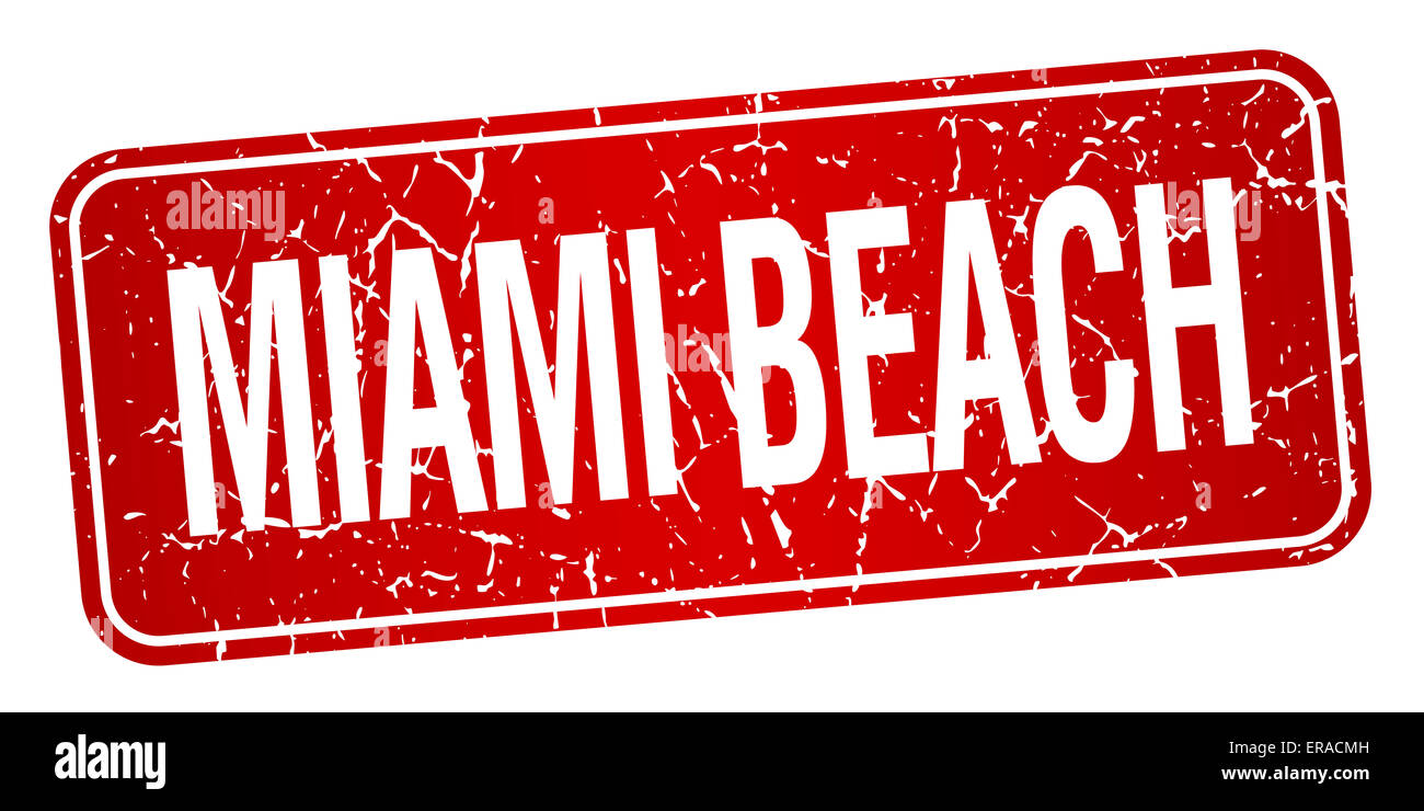 Miami Beach red stamp isolated on white background Stock Photo - Alamy