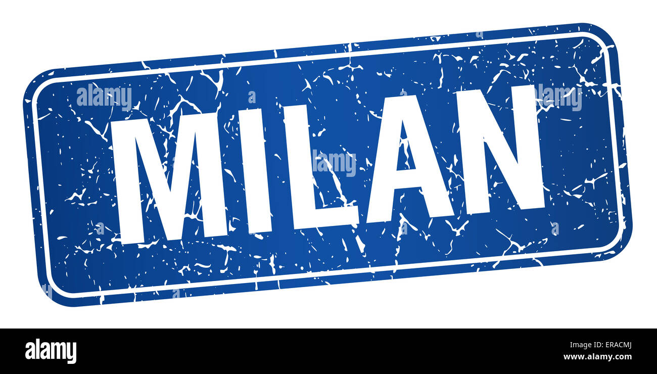 Milan blue stamp isolated on white background Stock Photo - Alamy