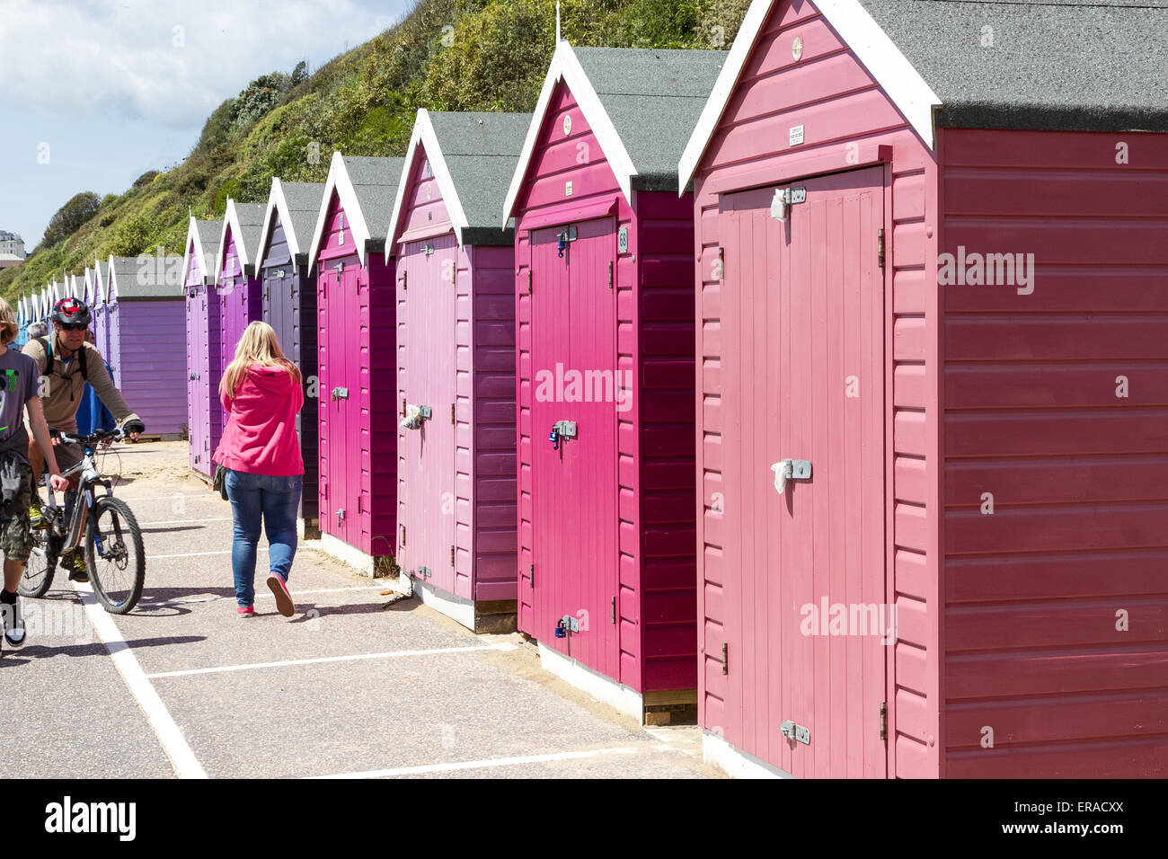 Wonderful coloured beach huts on Bournemouth Seafront Dorset. UK Stock ...