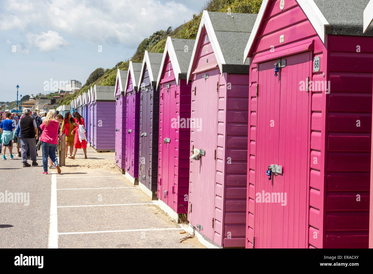 Wonderful coloured beach huts on Bournemouth Seafront Dorset. UK Stock ...