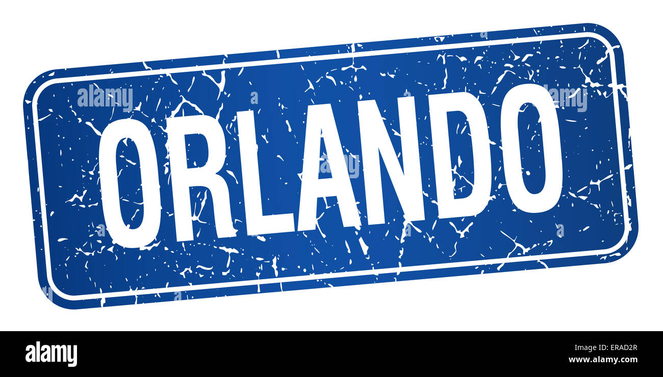 Orlando blue stamp isolated on white background Stock Photo - Alamy