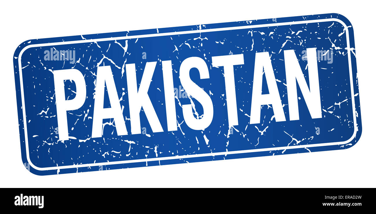 Pakistan blue stamp isolated on white background Stock Photo - Alamy