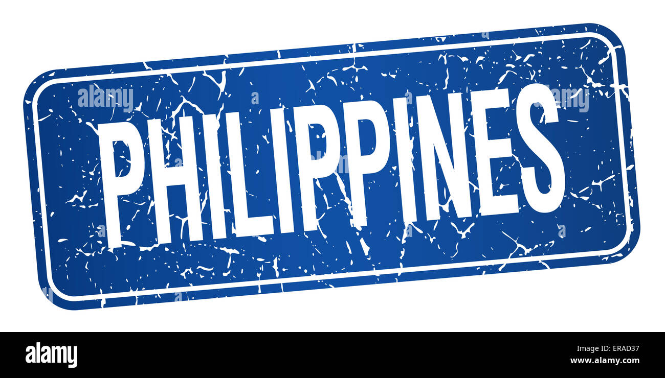 Philippines blue stamp isolated on white background Stock Photo - Alamy