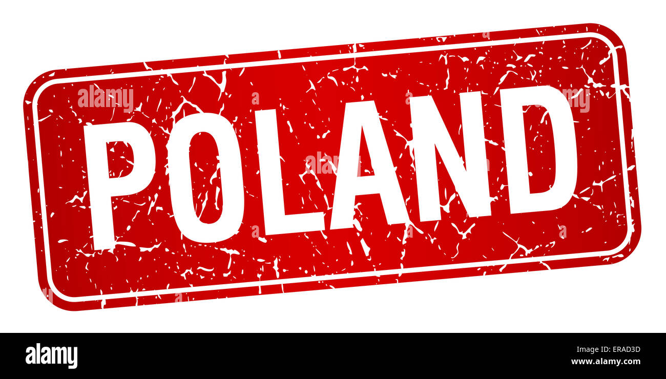 Poland red stamp isolated on white background Stock Photo - Alamy