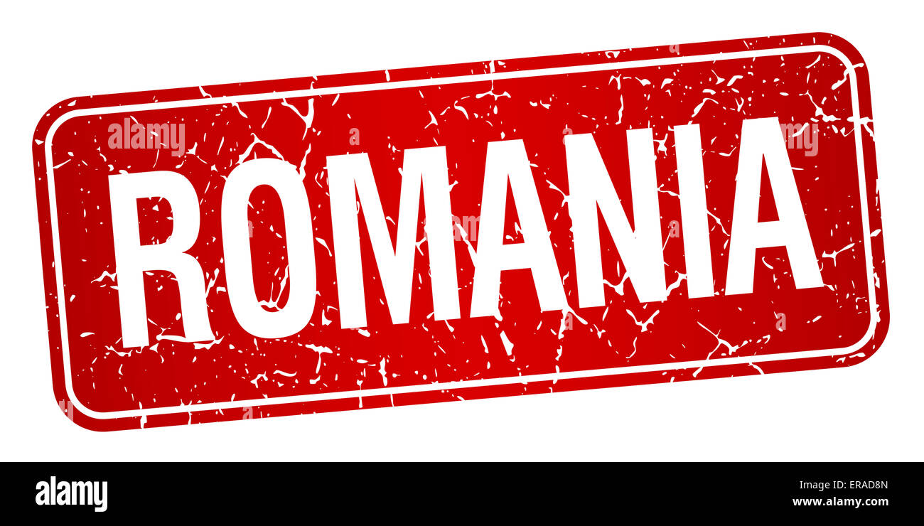 Romania red stamp isolated on white background Stock Photo - Alamy