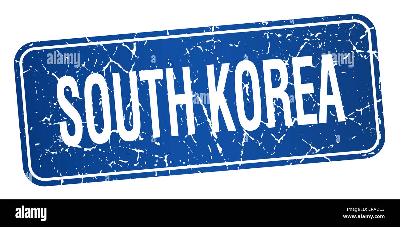 South Korea blue stamp isolated on white background Stock Photo - Alamy