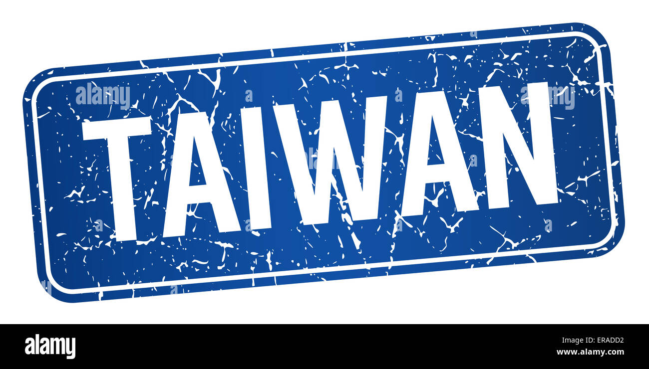 Taiwan blue stamp isolated on white background Stock Photo - Alamy