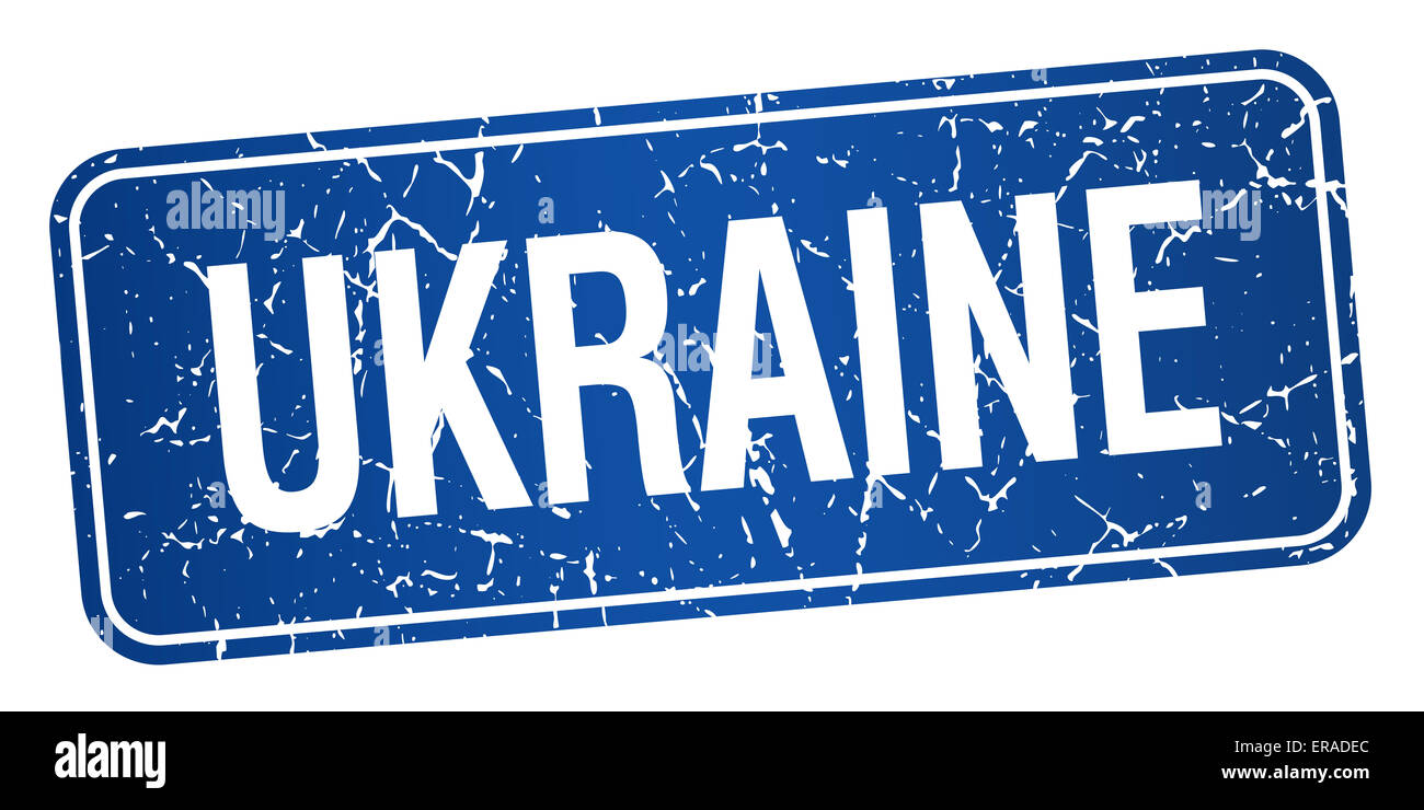 Ukraine blue stamp isolated on white background Stock Photo - Alamy