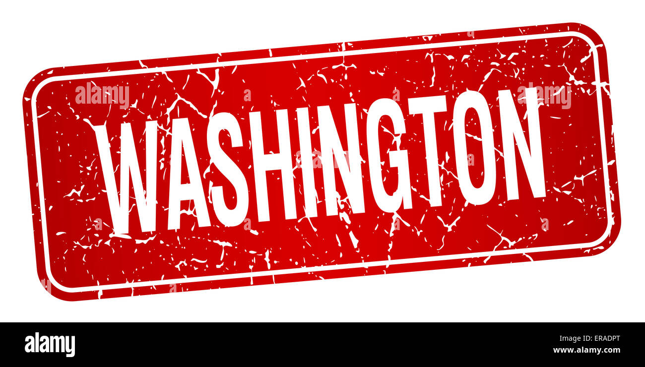 Washington red stamp isolated on white background Stock Photo - Alamy