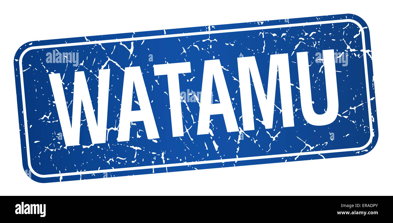 Watamu blue stamp isolated on white background Stock Photo - Alamy