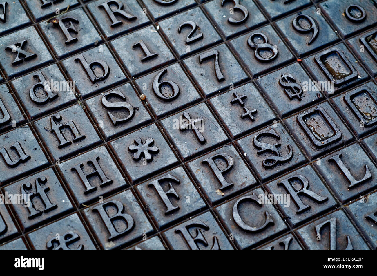 Cast iron letters and numbers flooring in norfolk england UK europe ...