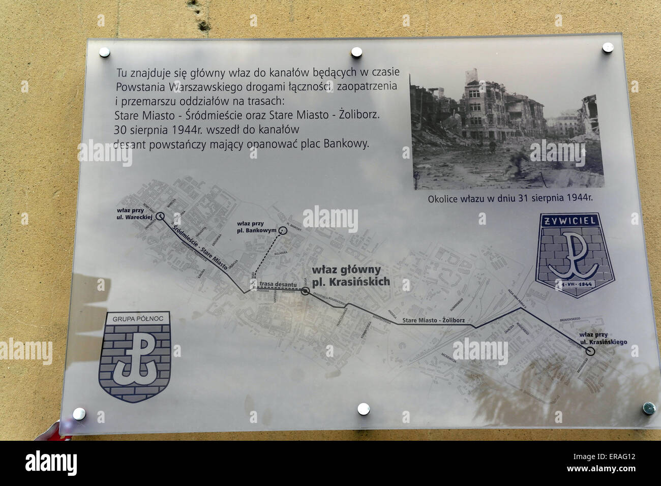 Krasinski Square information map and archive photograph, showing main ...
