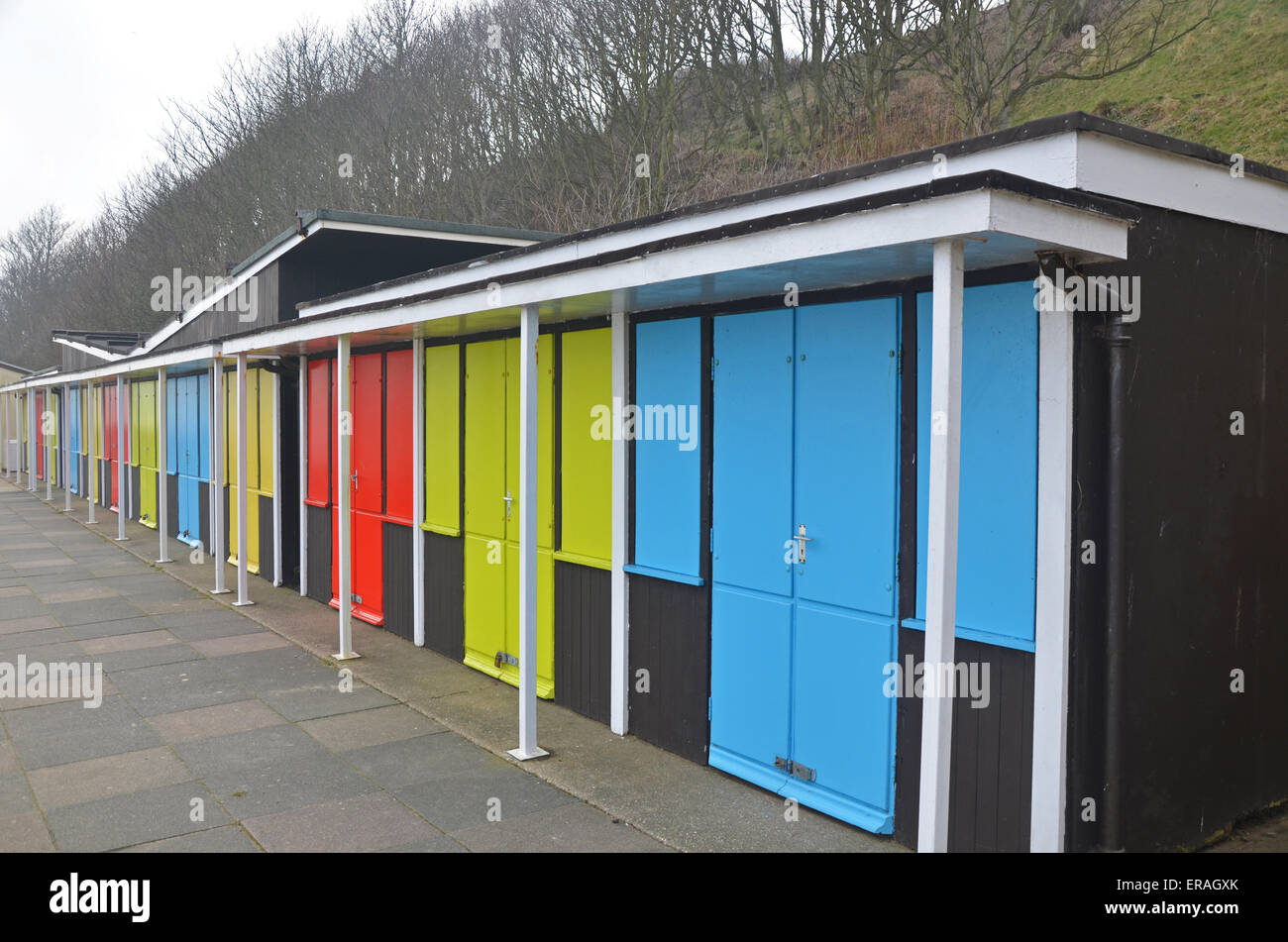 beach huts at Filey in north England in winter Stock Photo - Alamy