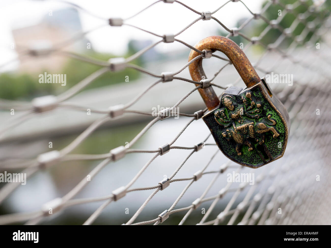 Message of Love on a Padlock locked to a Bridge fence in Vienna ...