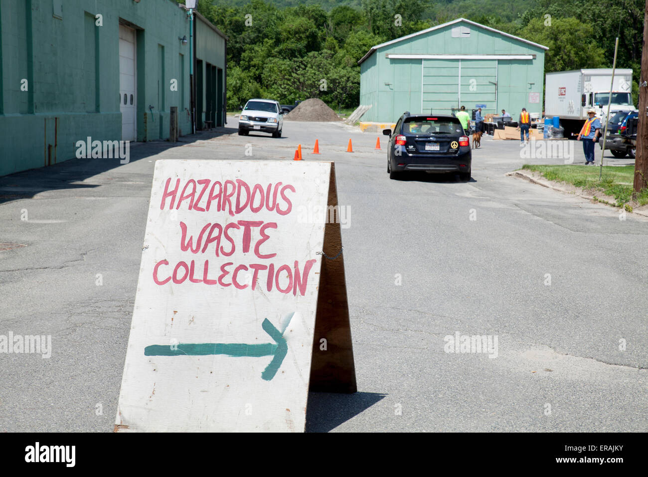 Sign announces Hazardous Waste Collection Day in the small ...