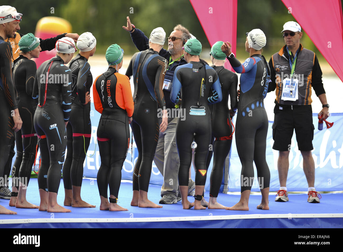 London, UK. 30th May, 2015. Female athletes beginning to line up on the ...