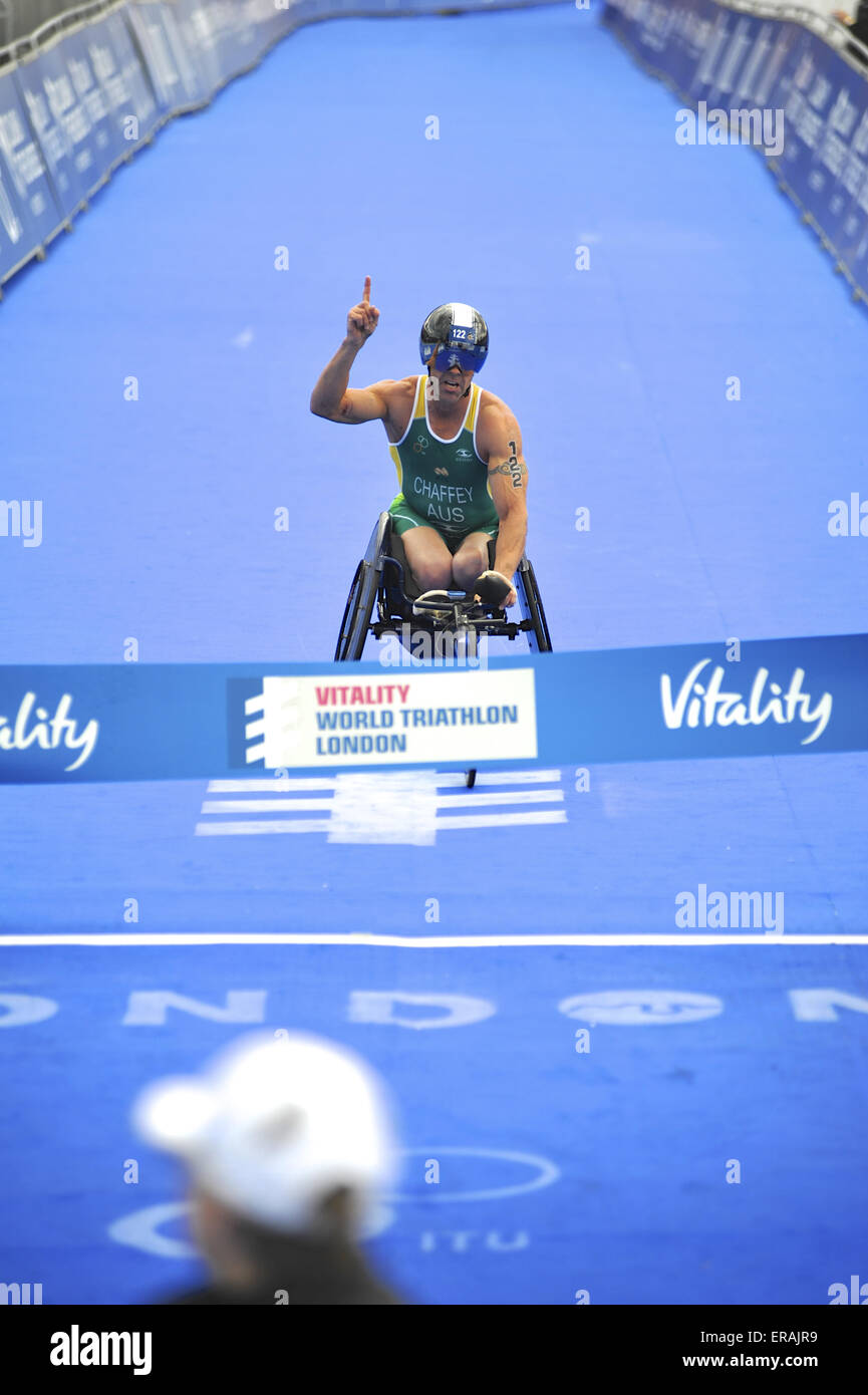 London, UK. 30th May, 2015. Bill Chaffey (AUS) about to win the Men's ...
