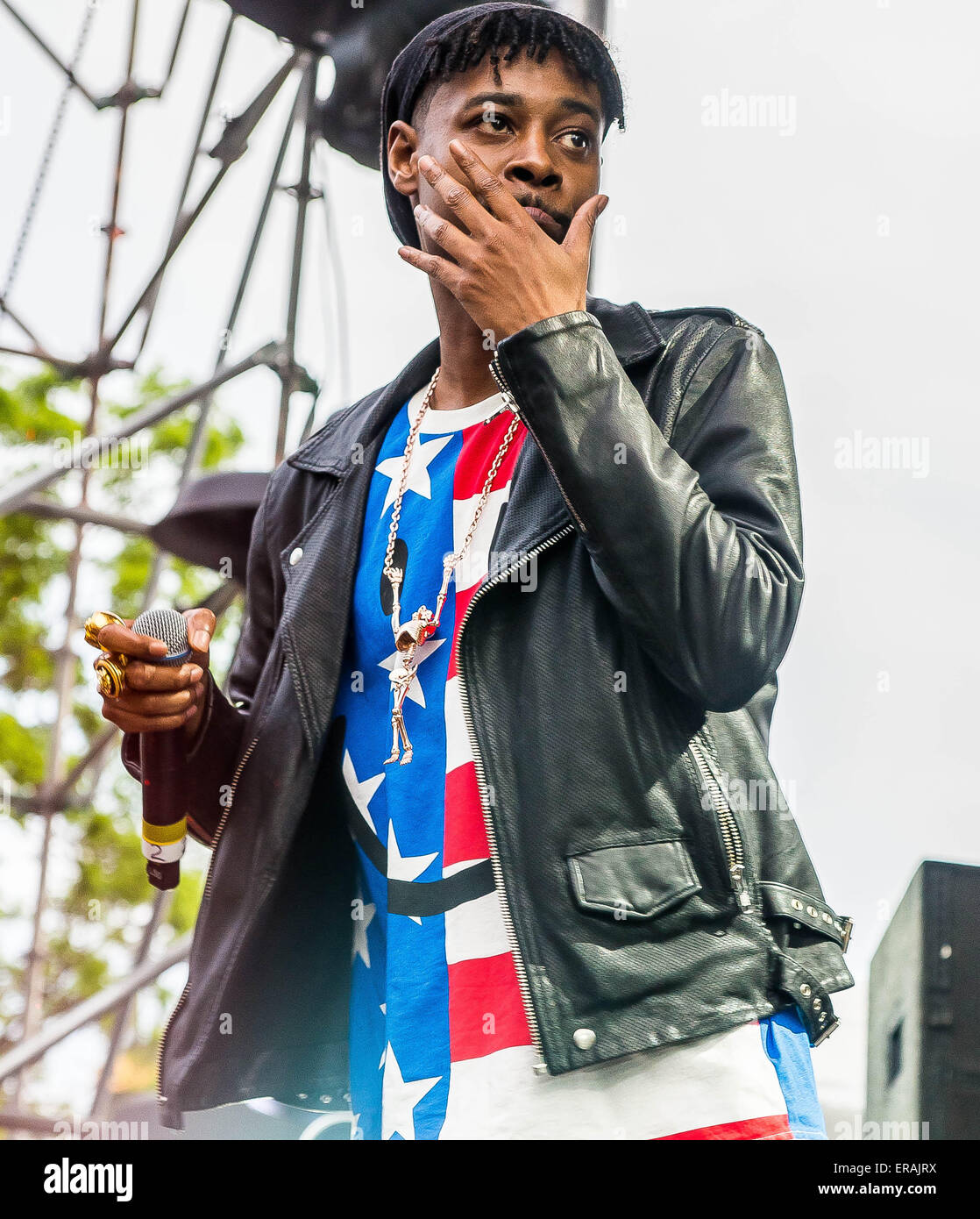 Detroit, MI, USA. 24th May, 2015. DANNY BROWN gets the crowd pumped at ...