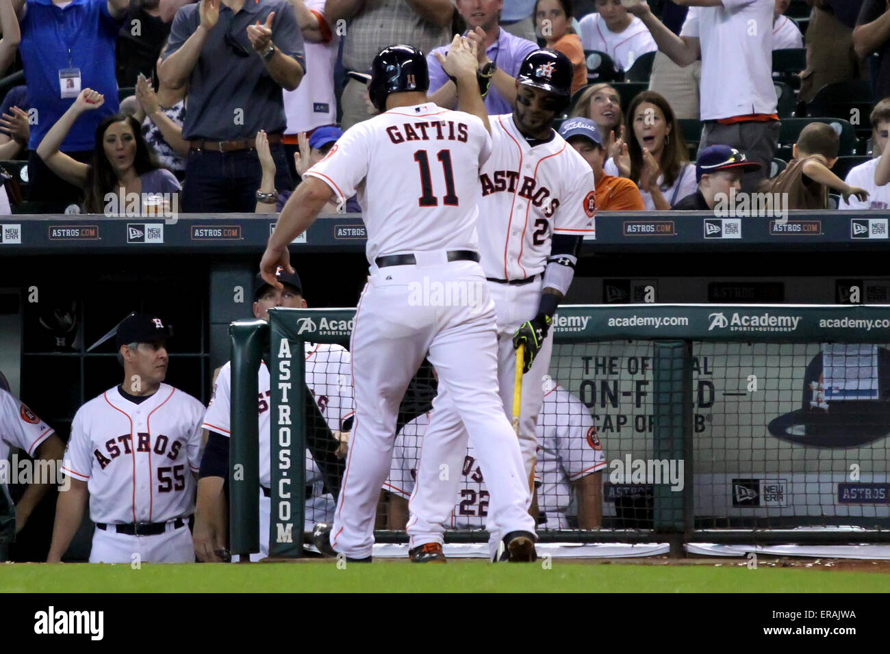 Houston, TX, USA. 30th May, 2015. Houston Astros designated hitter Evan ...