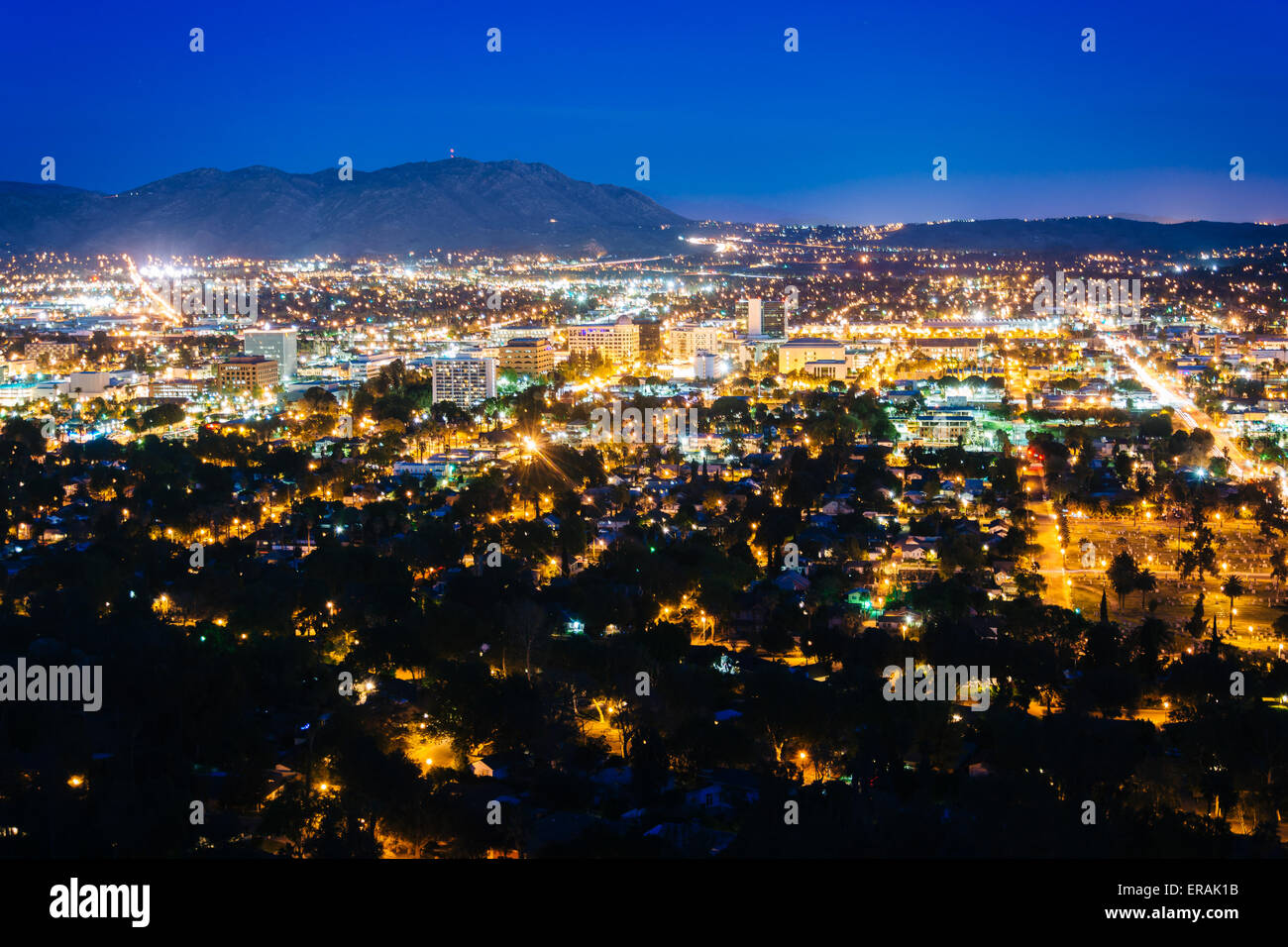 Night view of the city of Riverside, from Mount Rubidoux Park, in ...