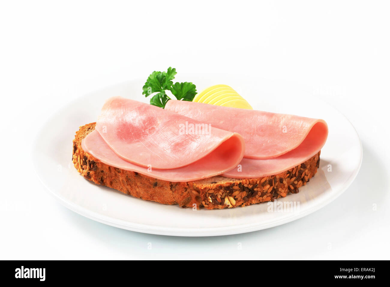 Whole wheat bread and ham Stock Photo - Alamy