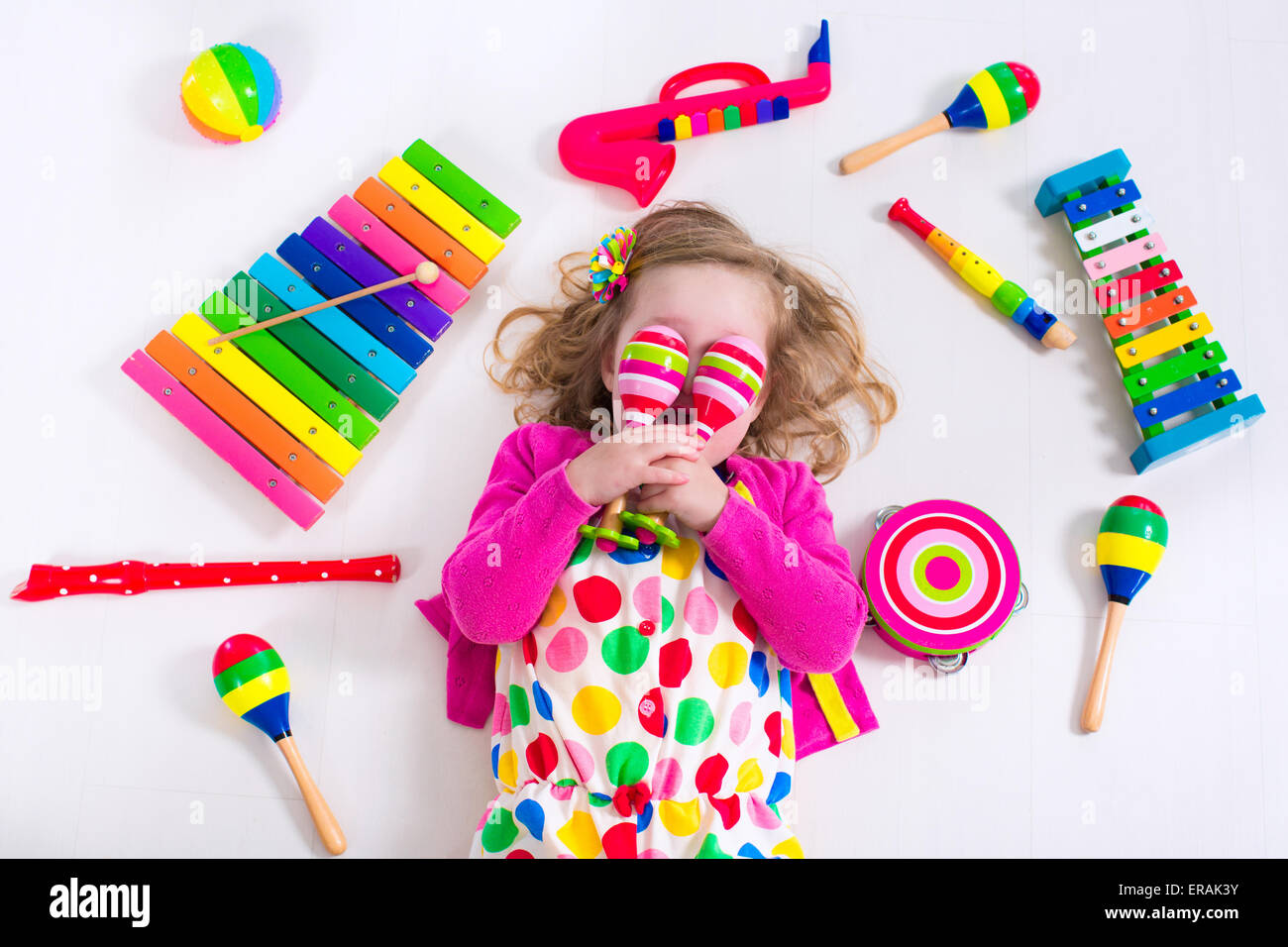 Child with music instruments. Musical education for kids. Colorful ...