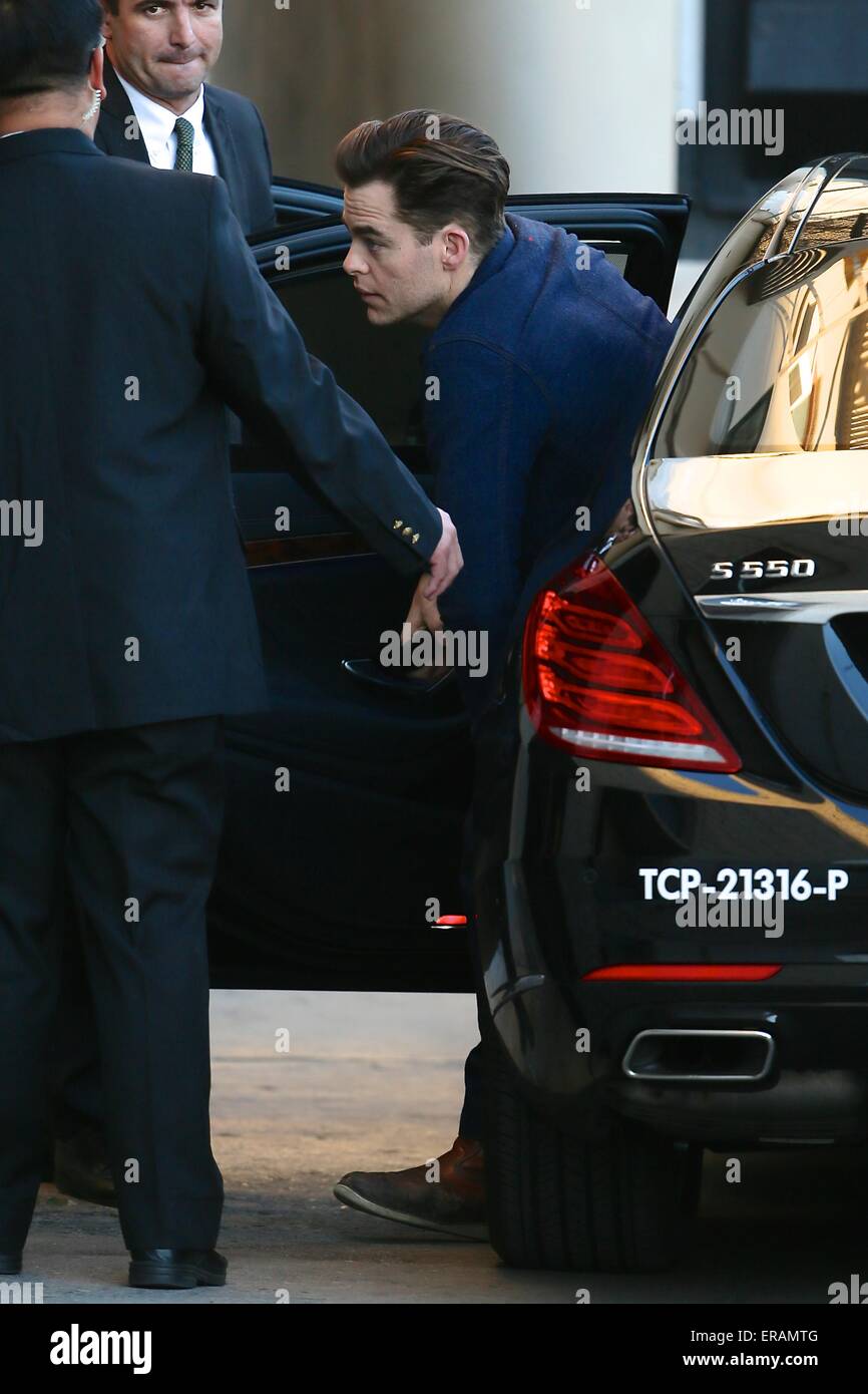 Chris Pine seen being dropped off at ABC studios for late-night talk ...