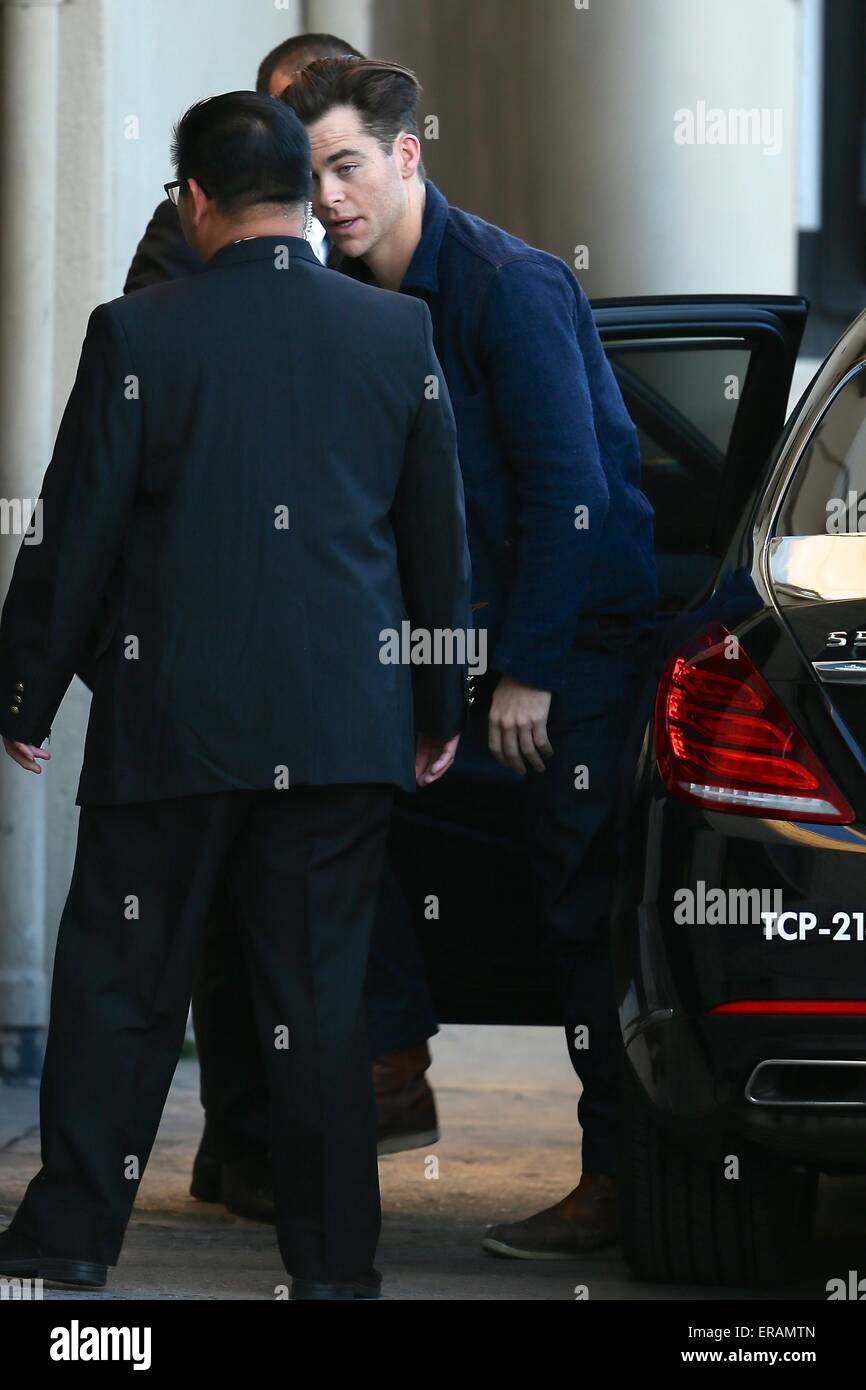Chris Pine seen being dropped off at ABC studios for late-night talk ...