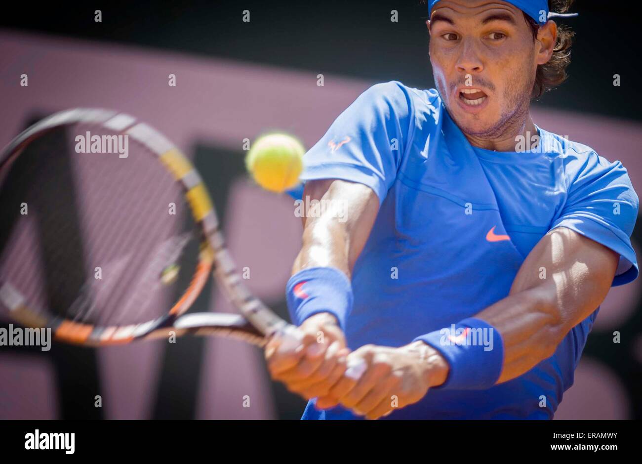Paris, France. 30th May, 2015. Rafael Nadal of Spain competes during ...