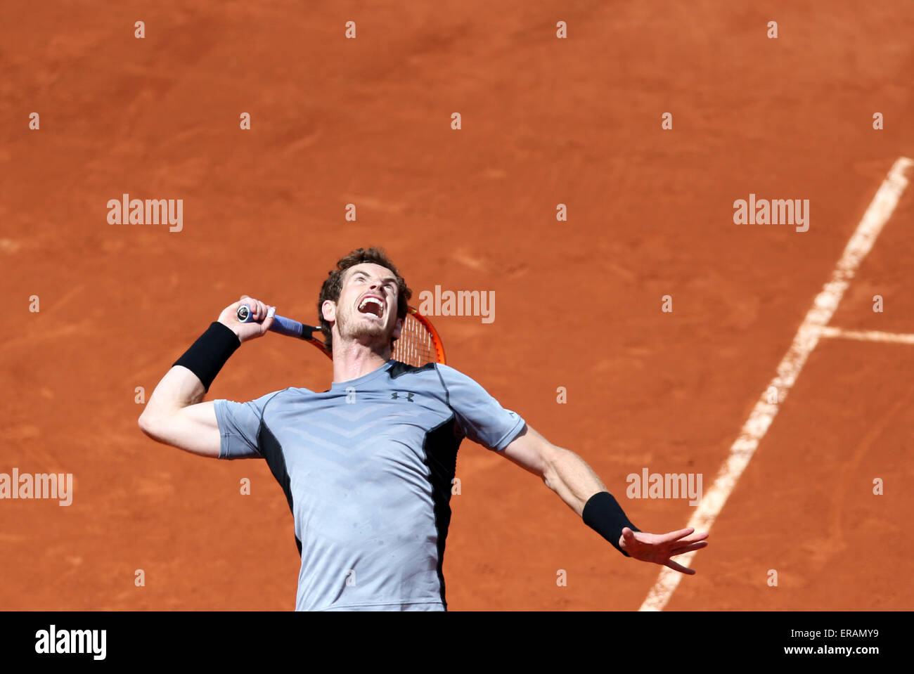 Paris, France. 30th May, 2015. Andy Murray of Great Britain competes ...