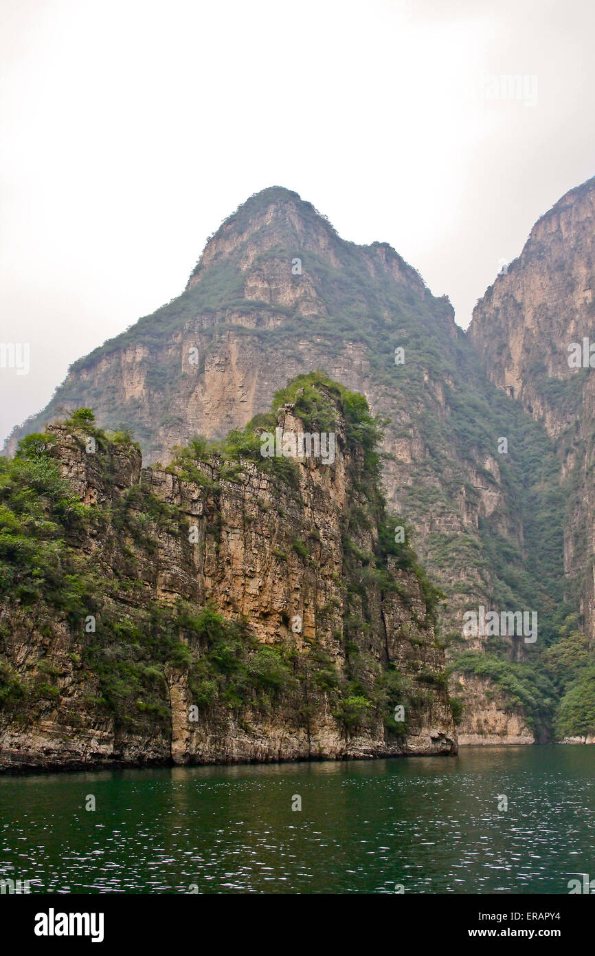 Steep high cliffs and the river at the bottom of the gorge Stock Photo ...