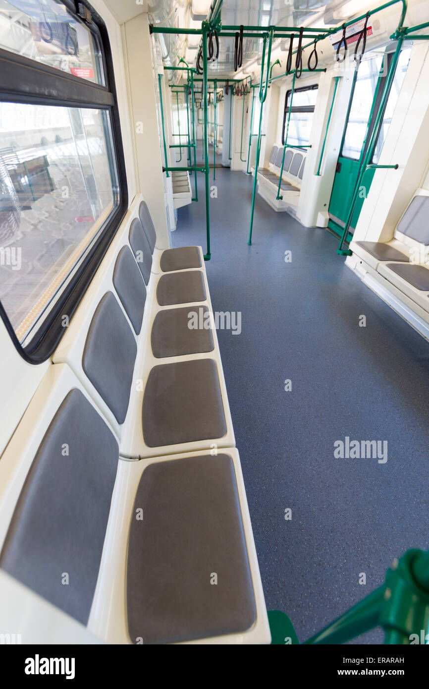 A brain new subway train from the inside Stock Photo - Alamy